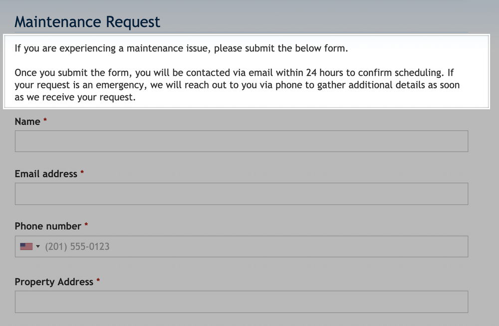 How to create a maintenance request form on your website